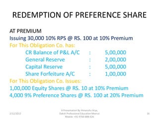 Redemption of preference share | PDF