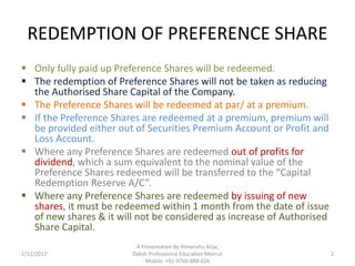 Redemption of preference share | PDF