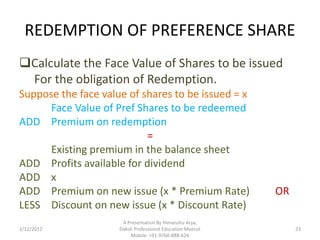 Redemption of preference share | PDF
