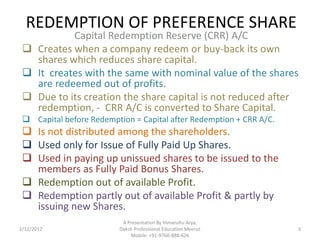 Redemption of preference share | PDF