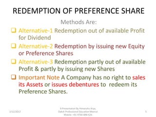 Redemption of preference share | PDF