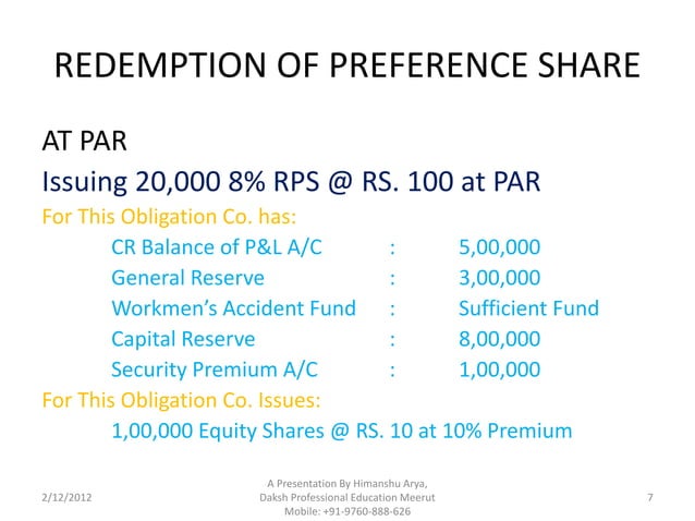 Redemption of preference share | PDF | Stocks and Bonds | Personal ...