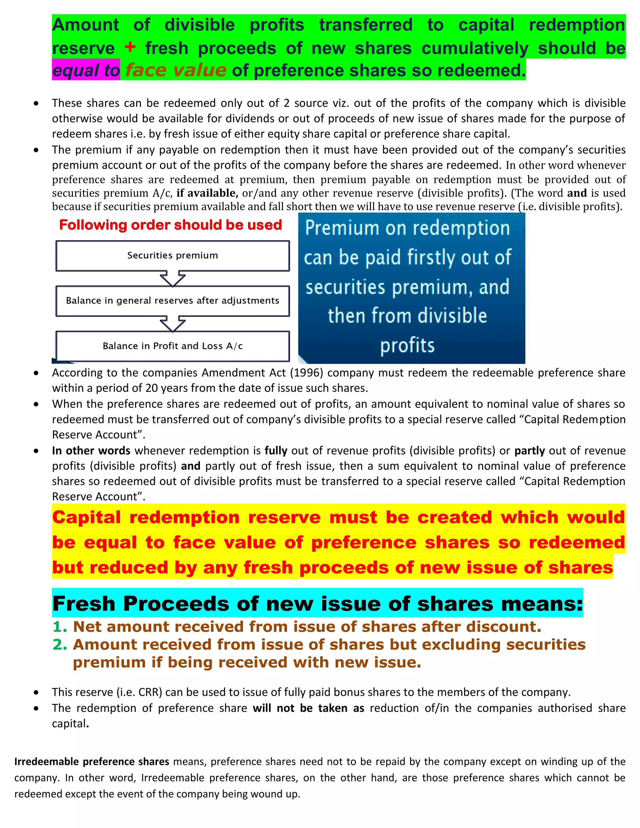 Redemption of preference shares for icmai/ca | PDF