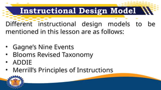 instructional design models powerpoint presentation | PPTX