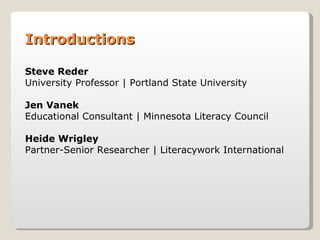 Reder vanek wrigley_sup_diglitdev_leslla2011 ppt | PPT