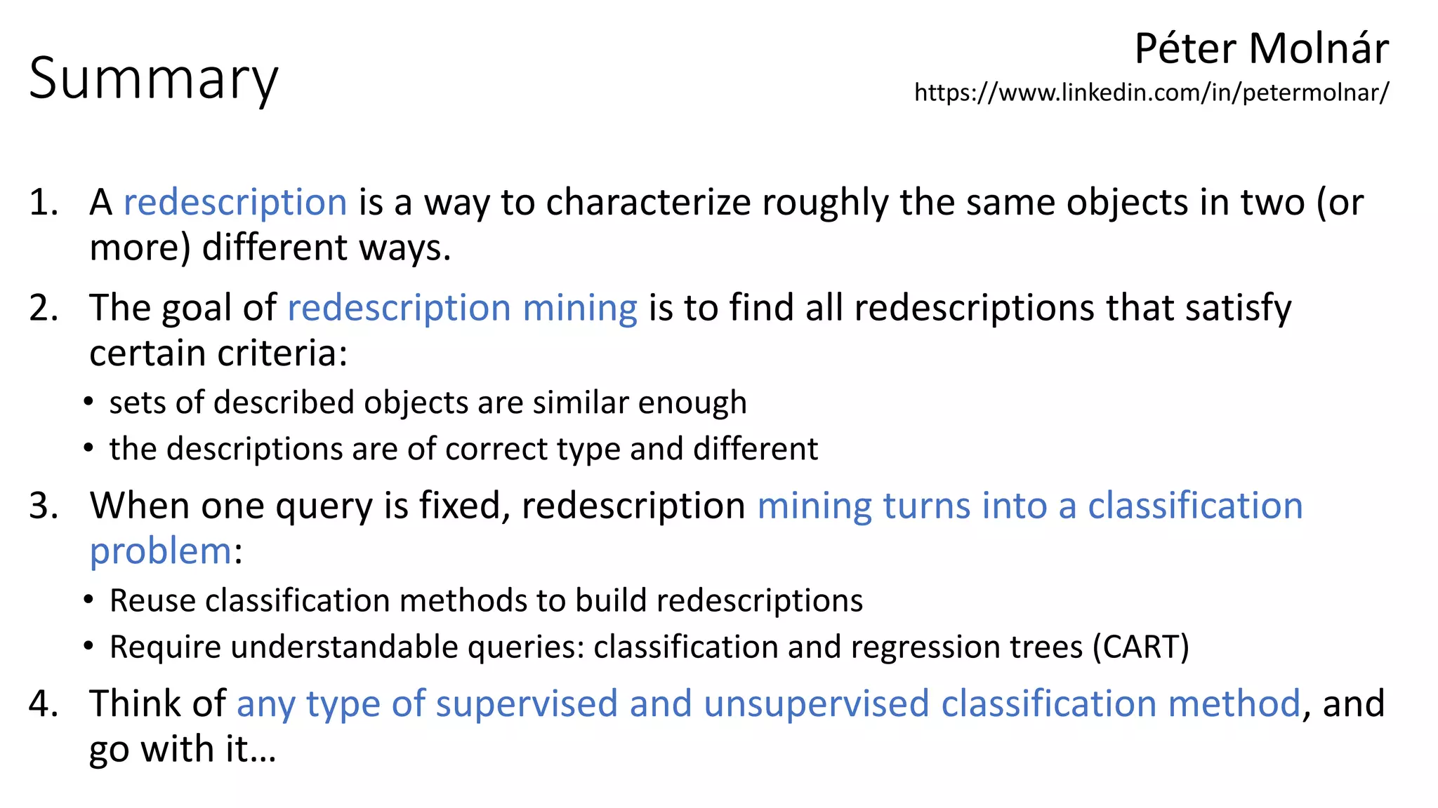 Redescription Mining | PPT