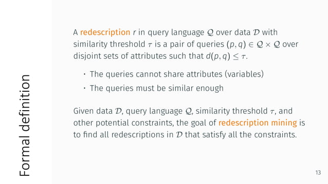 Redescription Mining | PPT