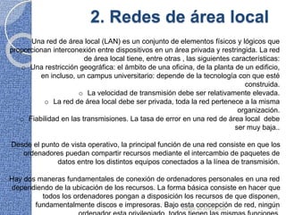 Redes de área local y actividades correspondientes a la unidad i | PPTX