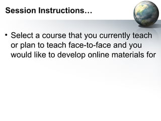 Redesigning Course Materials for Online Delivery | PPT