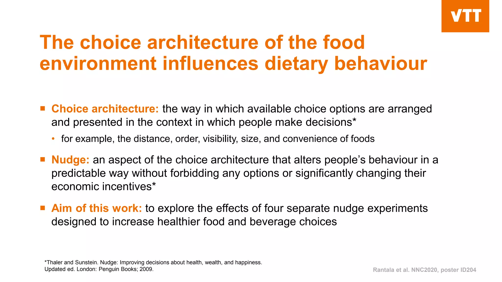 Rantala: Redesigning food choice architecture to facilitate healthier ...