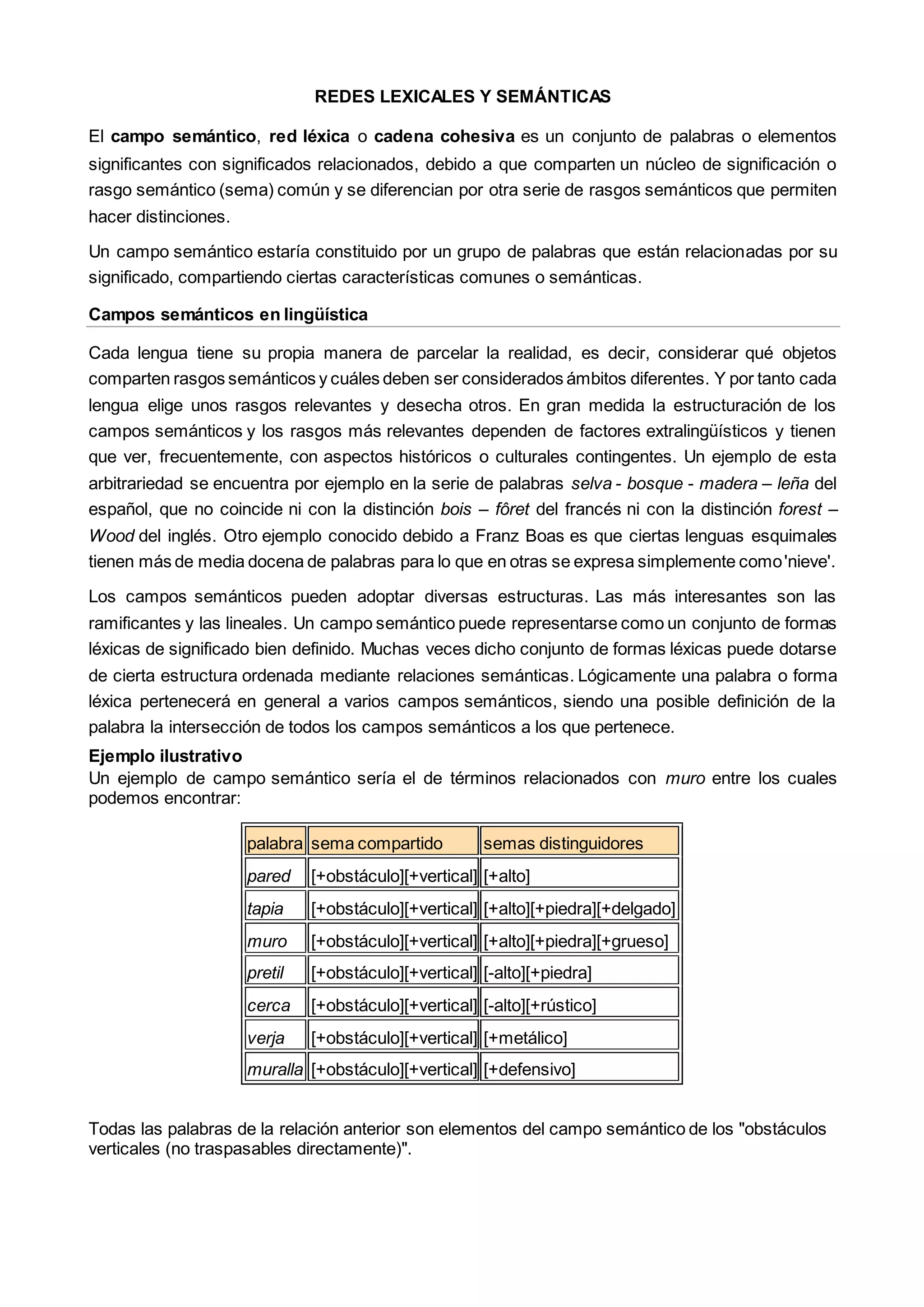 Redes lexicales y semánticas | DOCX