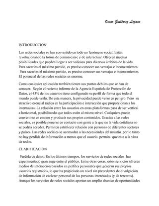 Redes sociales ensayo argumentativo | DOCX