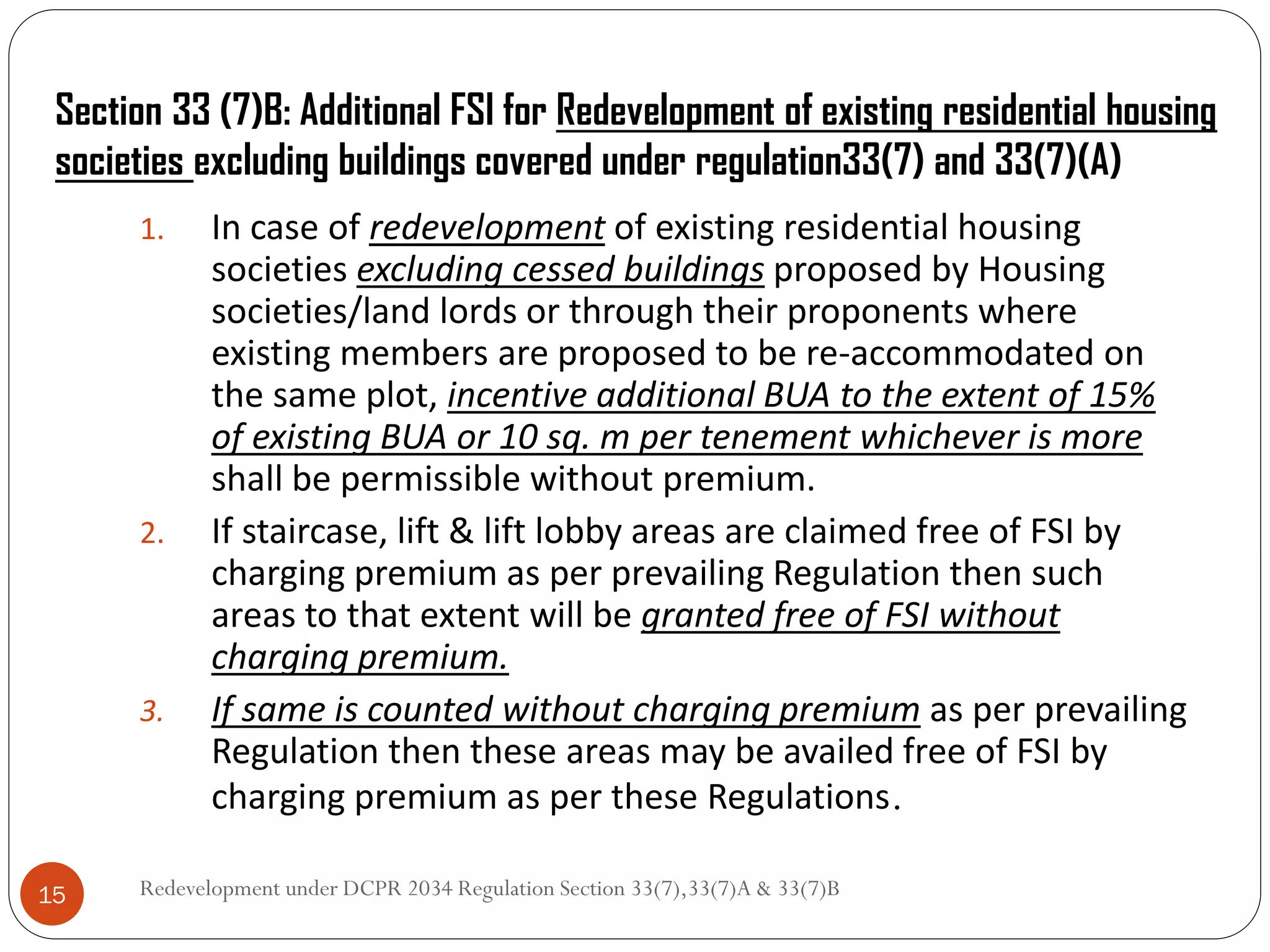 Redevelopment under dcpr 2034 regulation section 33(7),33(7)a & 33(7)b ...