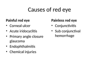 RED EYE in ophthalmology and its causess | PPT
