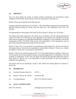 Full Report ISO 17712:2010 Compliance for Red Flag LXR Cable Seal | PDF