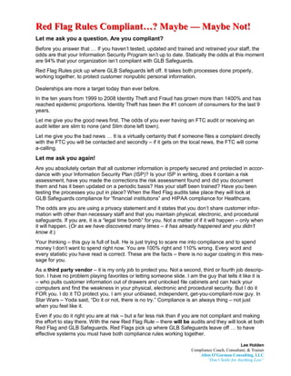 Red Flag Rules Compliant? Maybe Not...! | PDF