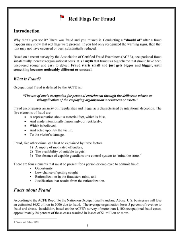 Red flags fraud | PDF