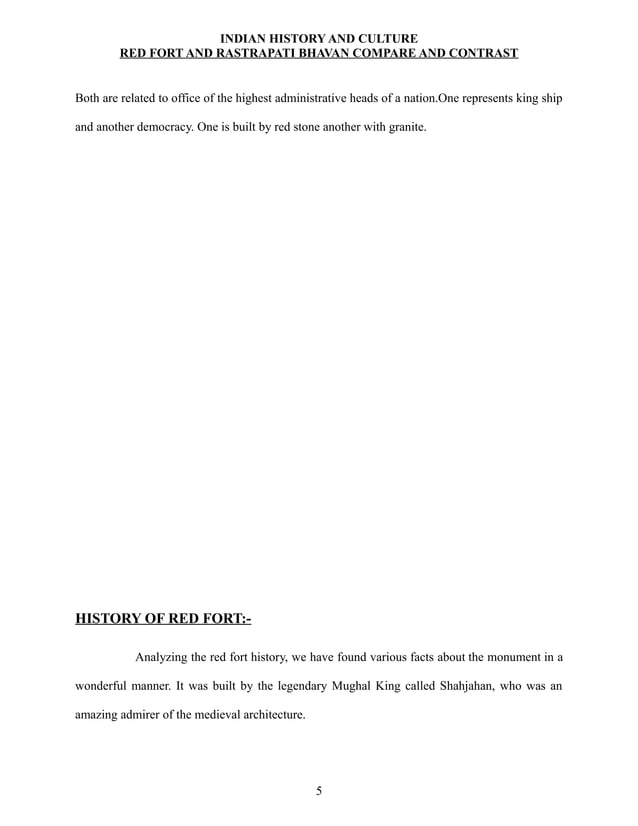 Red fort and rastrapati bhavan compare and comparision | RTF