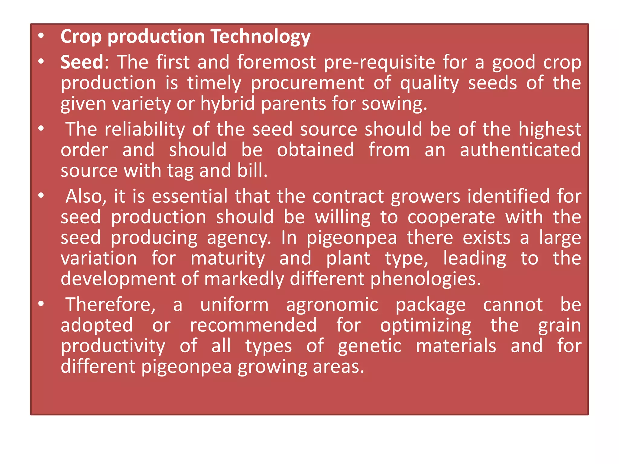Redgram SEED PRODUCTION | PPTX