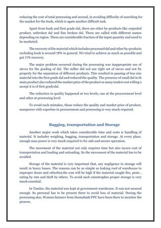 Red gram procurement and processing report | PDF