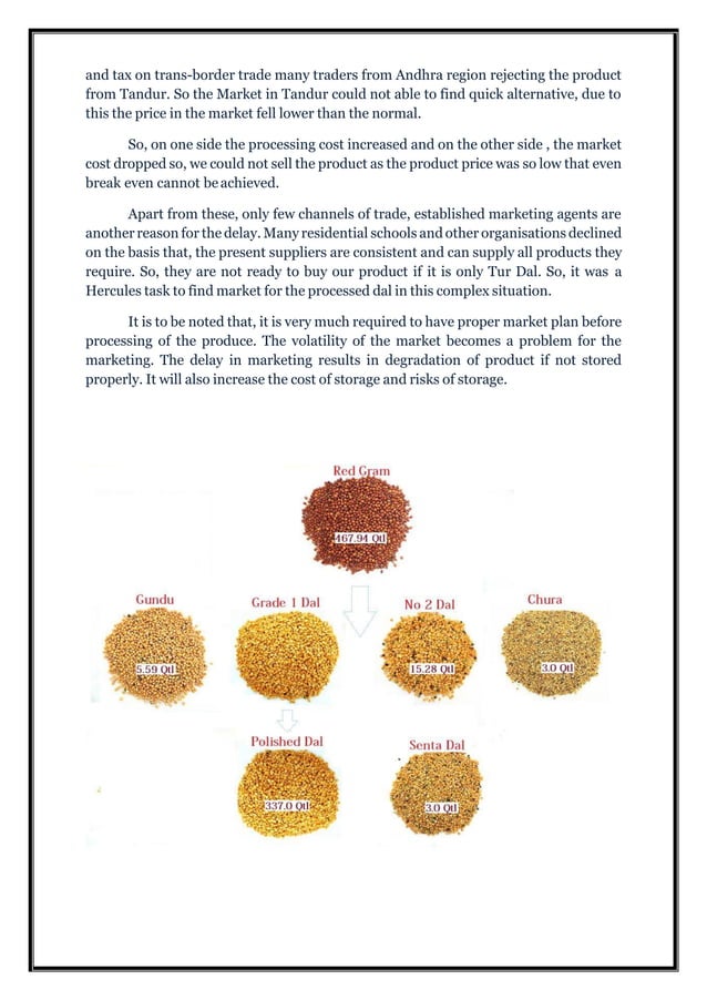 Red gram procurement and processing report | PDF