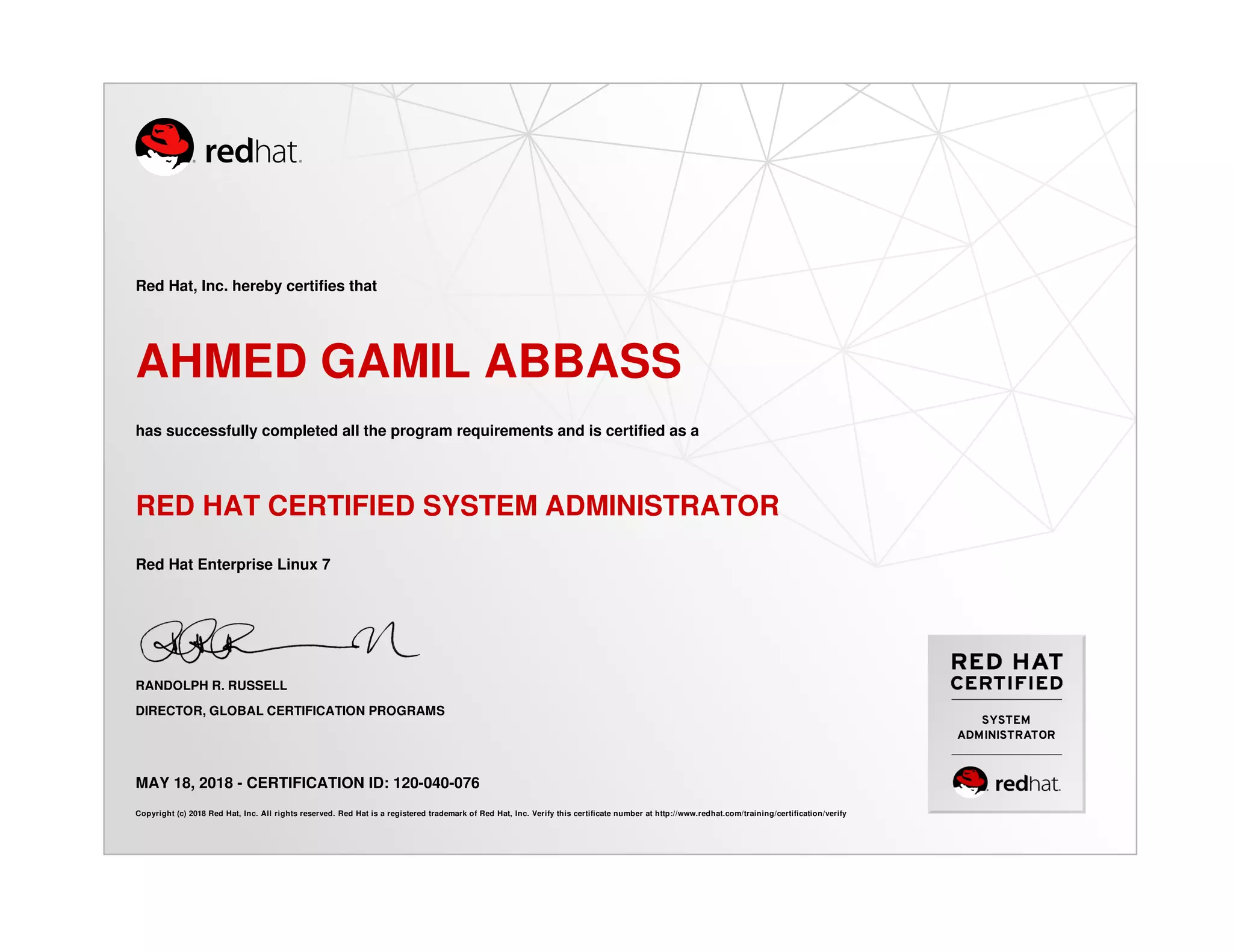 Red hat certificate_rhcsa7-rhel_ahmed_gamil_abbass | PDF | Operating ...