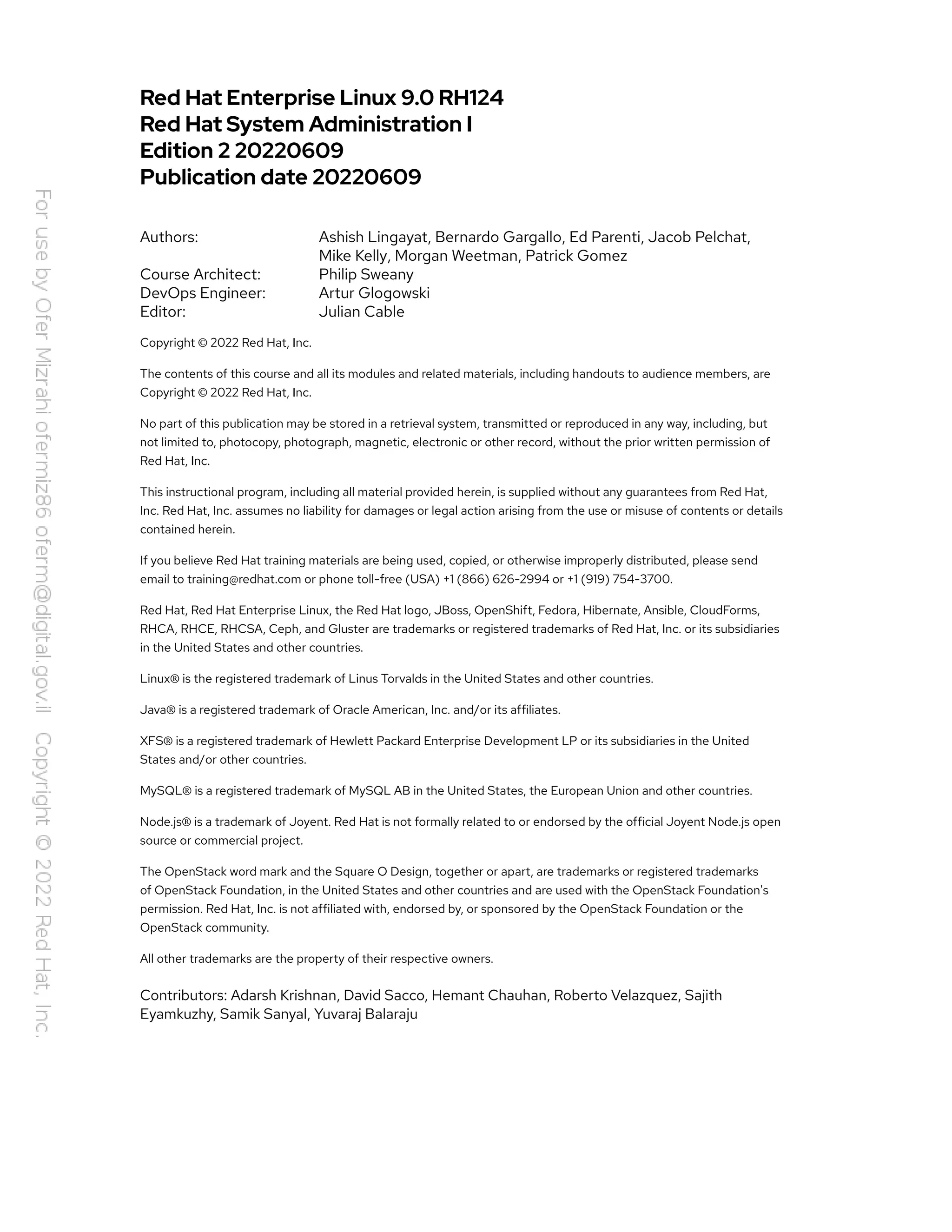 Red Hat Enterprise Linux Administration 9.0 RH124 pdf | PDF