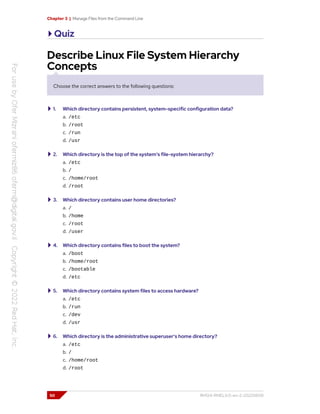 Red Hat Enterprise Linux Administration 9.0 RH124 pdf | PDF