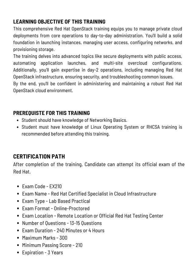 EX210: Red Hat OpenStack Training (CL110 & CL210) | PDF | Cloud Computing | Internet