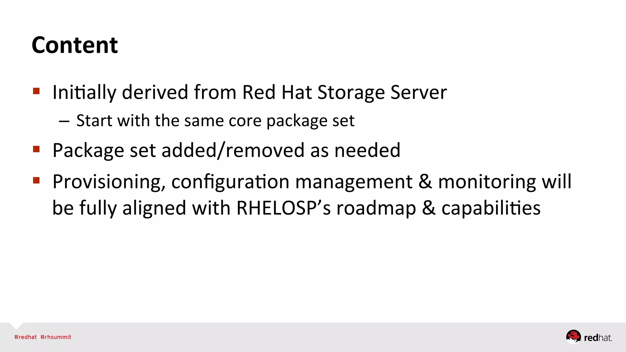 Red Hat Storage Server Roadmap & Integration With Open Stack | PPT