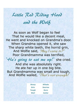 Little Red Riding Hood And The Wolf By Roald Dahl