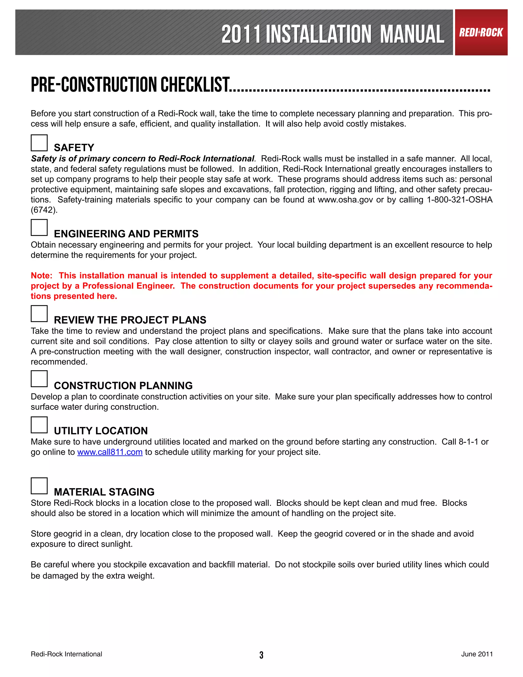 Redi-Rock Installation Manual - Eagle West Precast | PDF