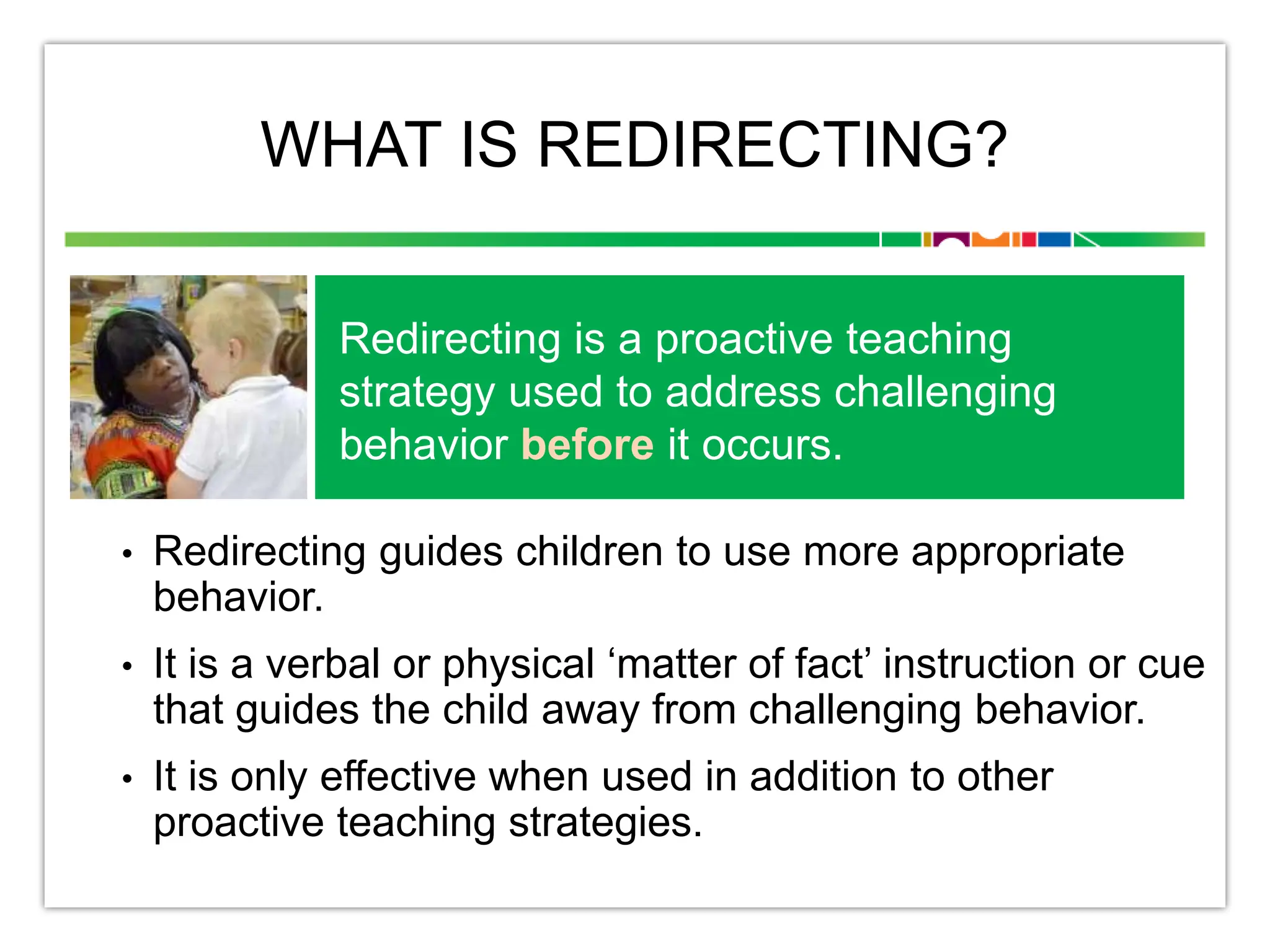 Redirecting behavior presentation for childcare centers | PPTX