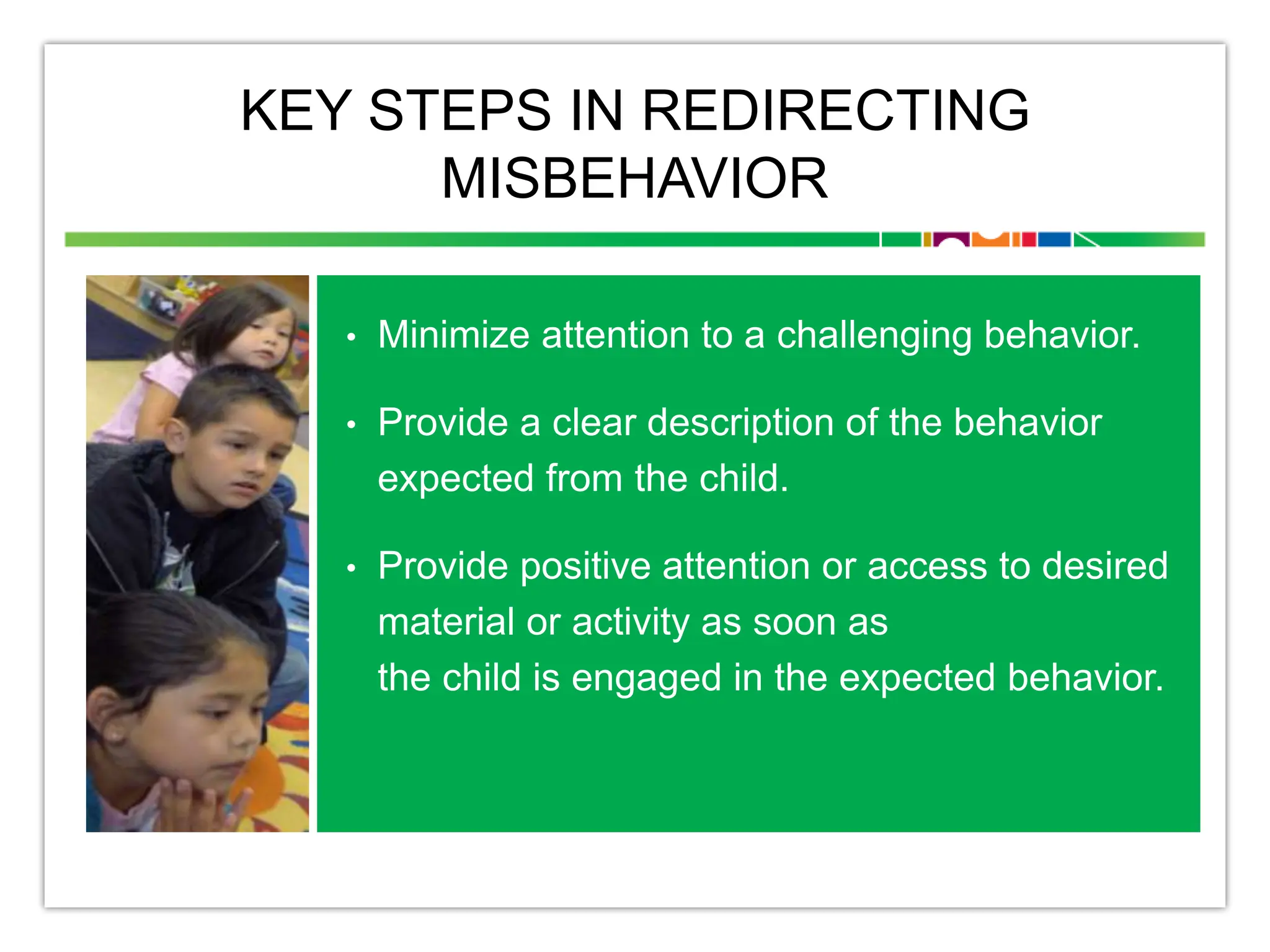 Redirecting behavior presentation for childcare centers | PPTX