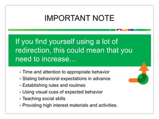 Redirecting behavior presentation for childcare centers | PPTX