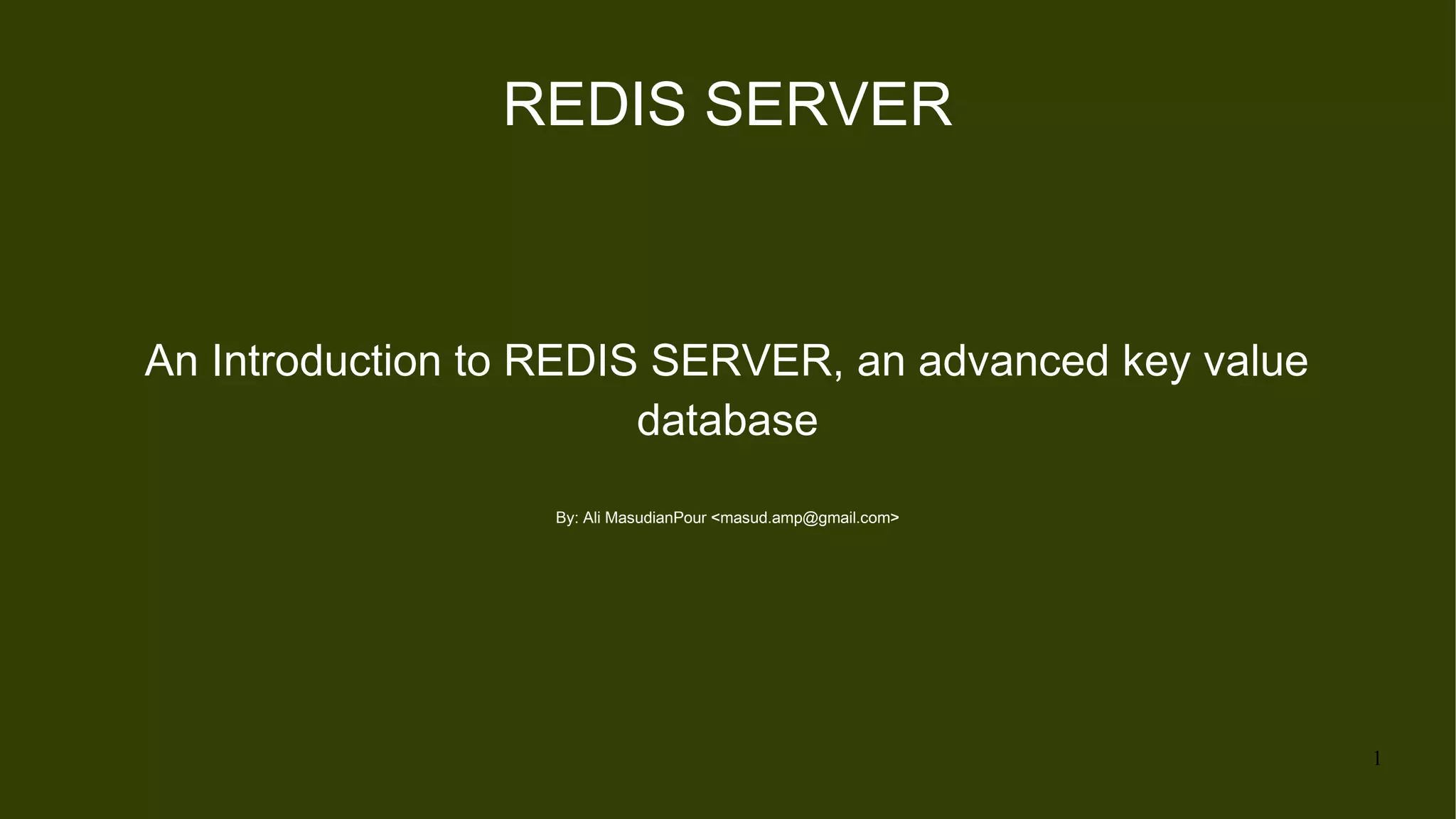An Introduction to REDIS NoSQL database | PPT