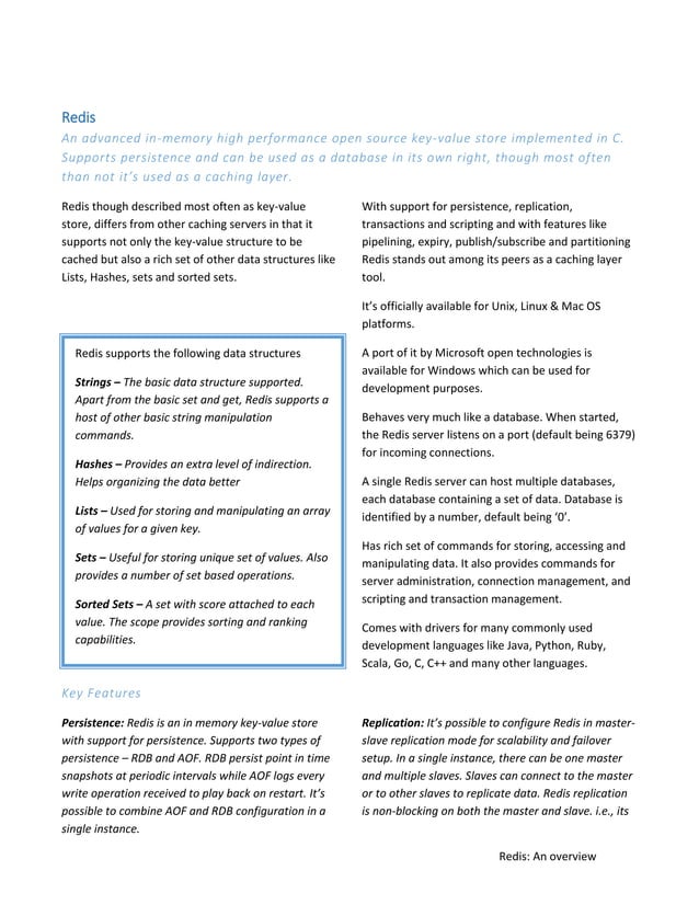 Redis overview | PDF