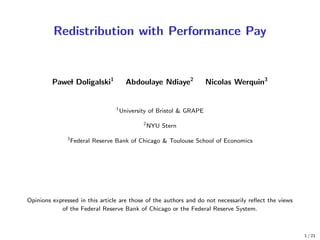 Redistribution with Performance Pay | PPT