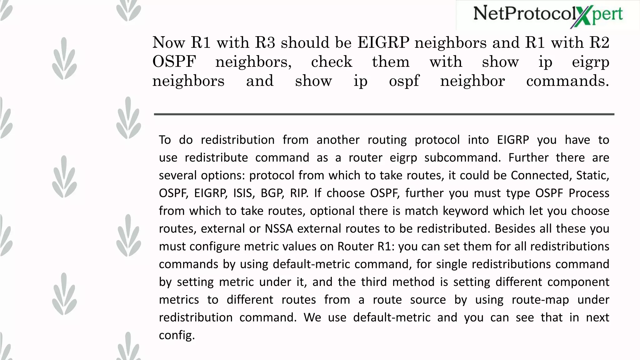Redistribution into EIGRP | PPTX | Computer Networking | Computing