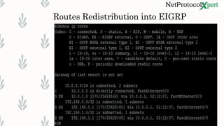 Redistribution into EIGRP | PPTX | Computer Networking | Computing