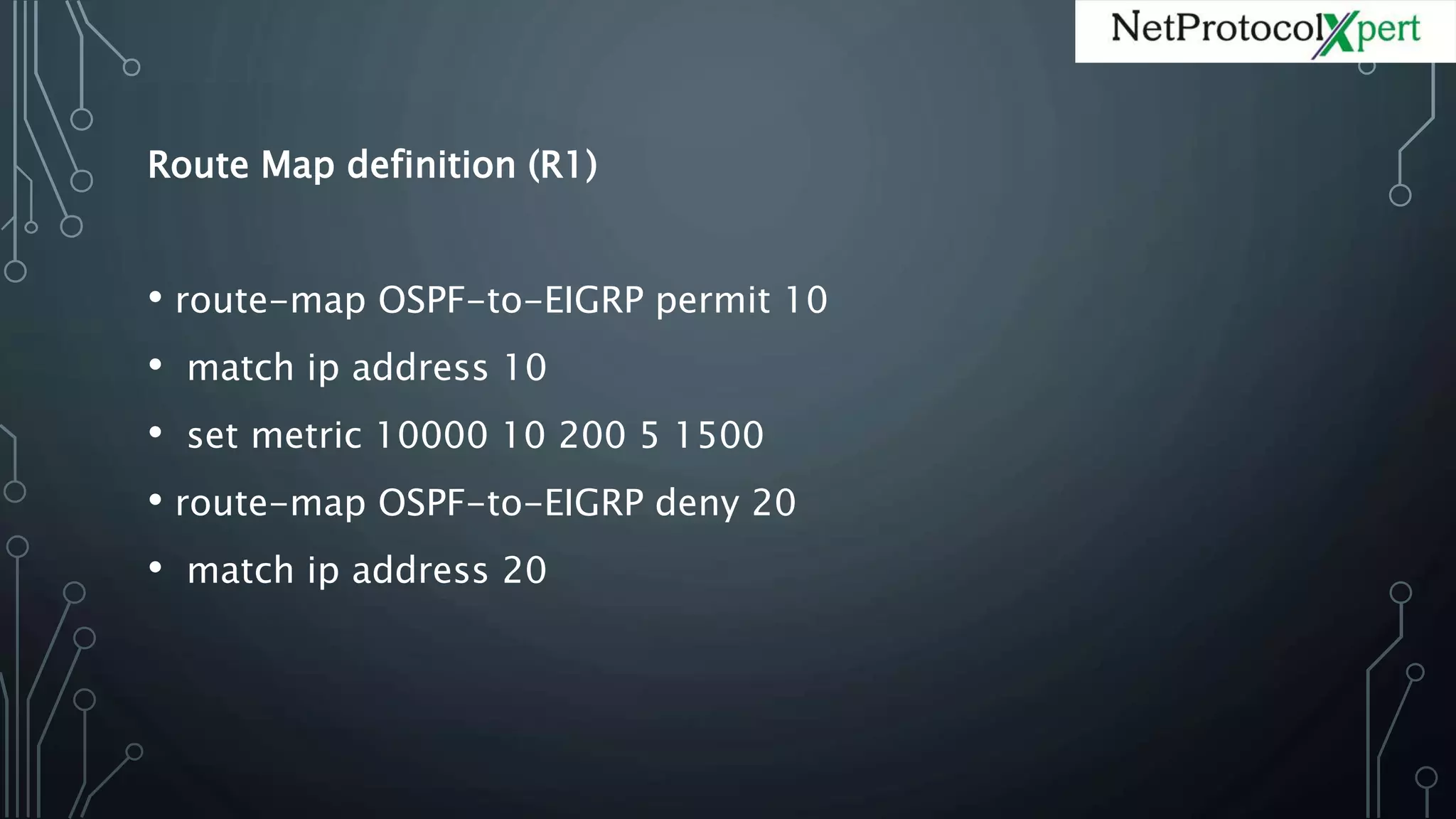 Redistribution into EIGRP with Route Maps | PPTX | Computer Networking | Computing