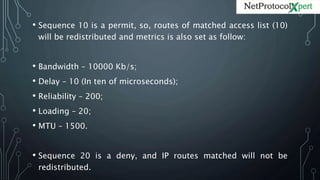 Redistribution into EIGRP with Route Maps | PPTX | Computer Networking | Computing
