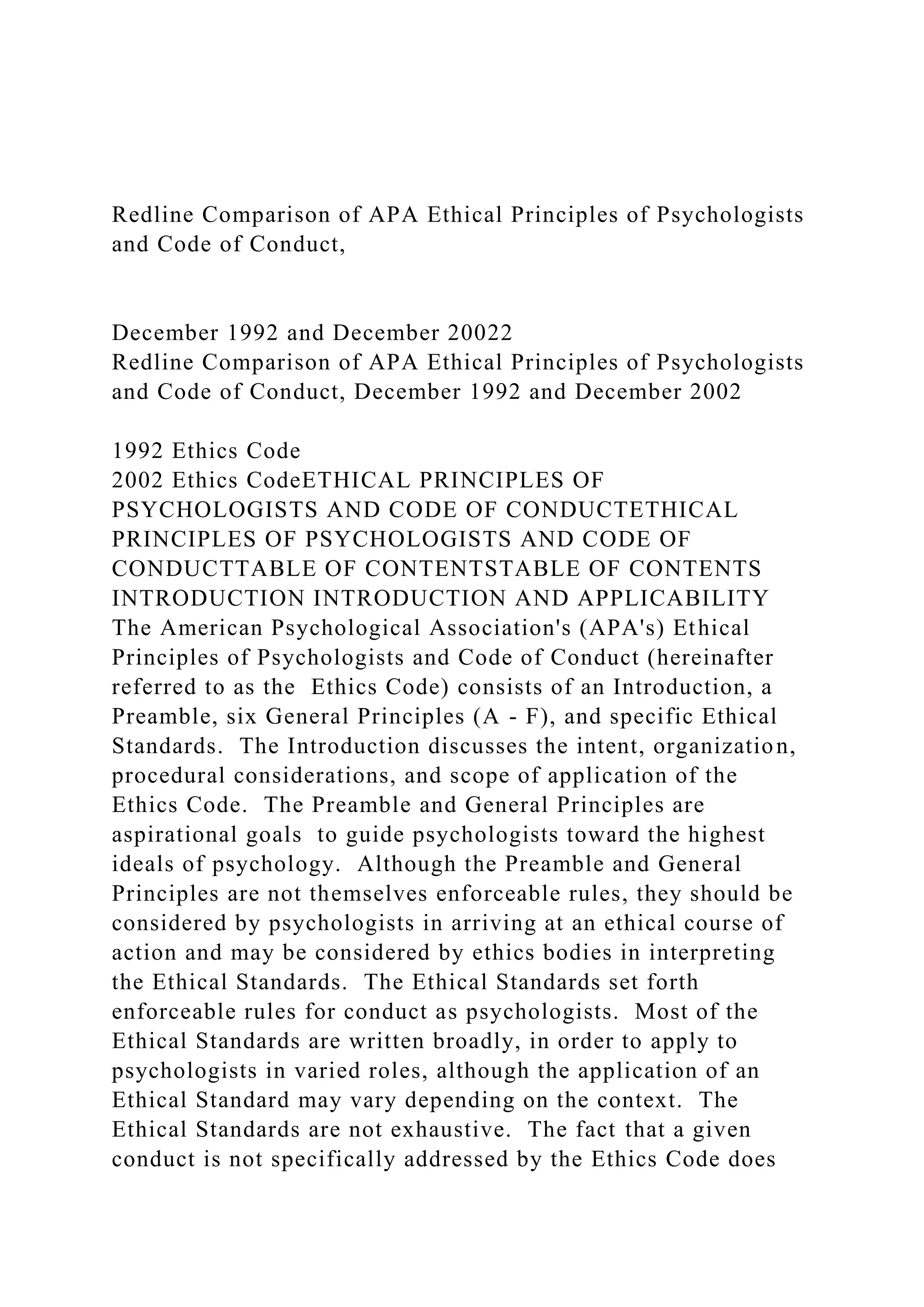 Redline Comparison of APA Ethical Principles of Psychologists an.docx