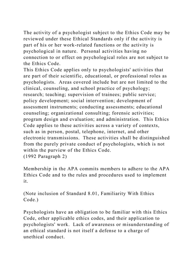 Redline Comparison of APA Ethical Principles of Psychologists an.docx ...