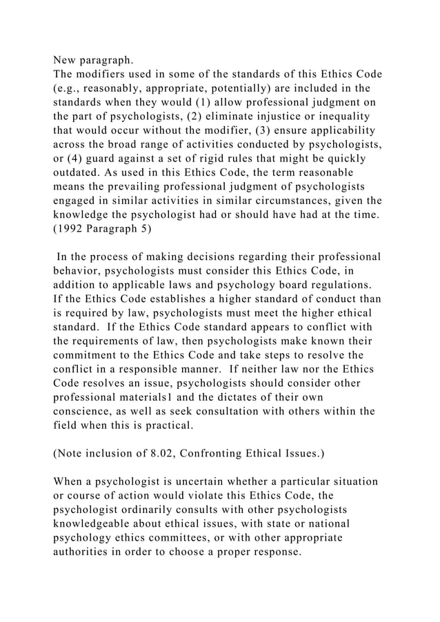 Redline Comparison of APA Ethical Principles of Psychologists an.docx ...