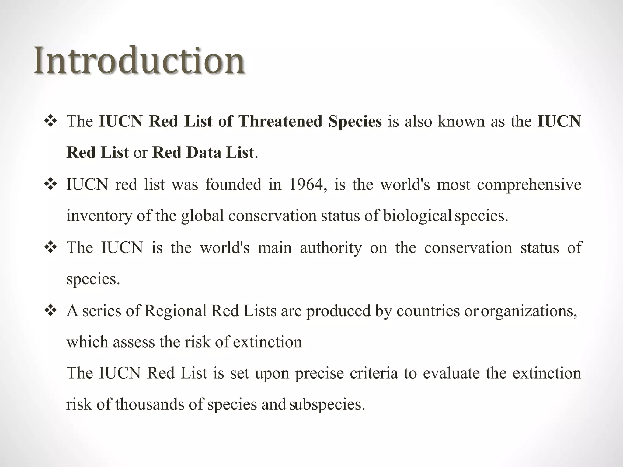 Red list categories | PPTX