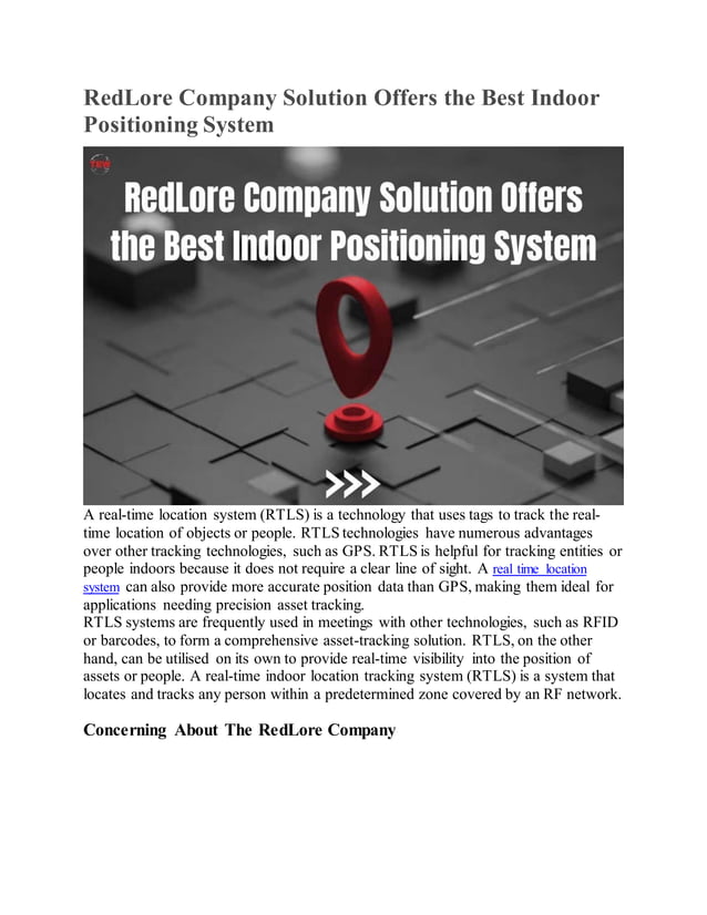 Indoor Positioning System: Best Offers By RedLore Solution | The ...