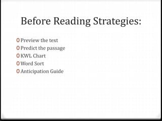 Before, During and After Reading | PPTX