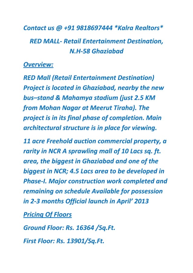 Red Mall Location Map (9818697444) Red Mall Ghaziabad | PDF