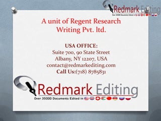 Redmark Editing A unit of M/s Regent Research Writing Pvt Ltd | PPTX